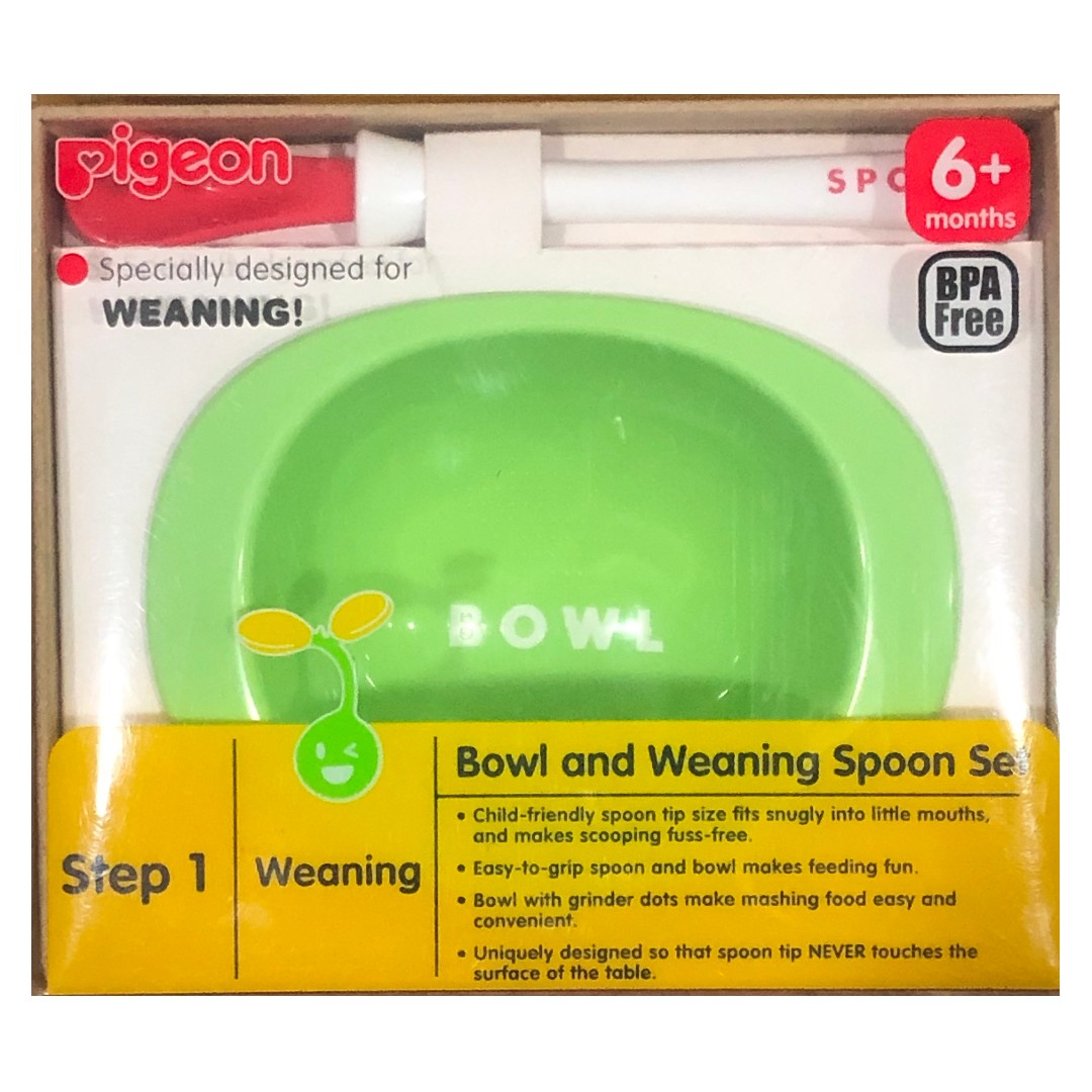 Pigeon Step 1 Weaning - Bowl And Weaning Spoon Set (For 6 Months + Baby ...