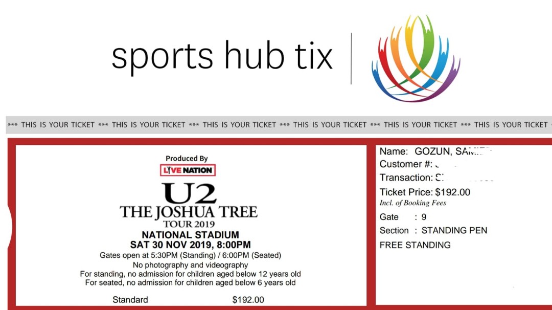 U2 Concert Nov 30 Standing Pen, Tickets & Vouchers, Event Tickets on ...