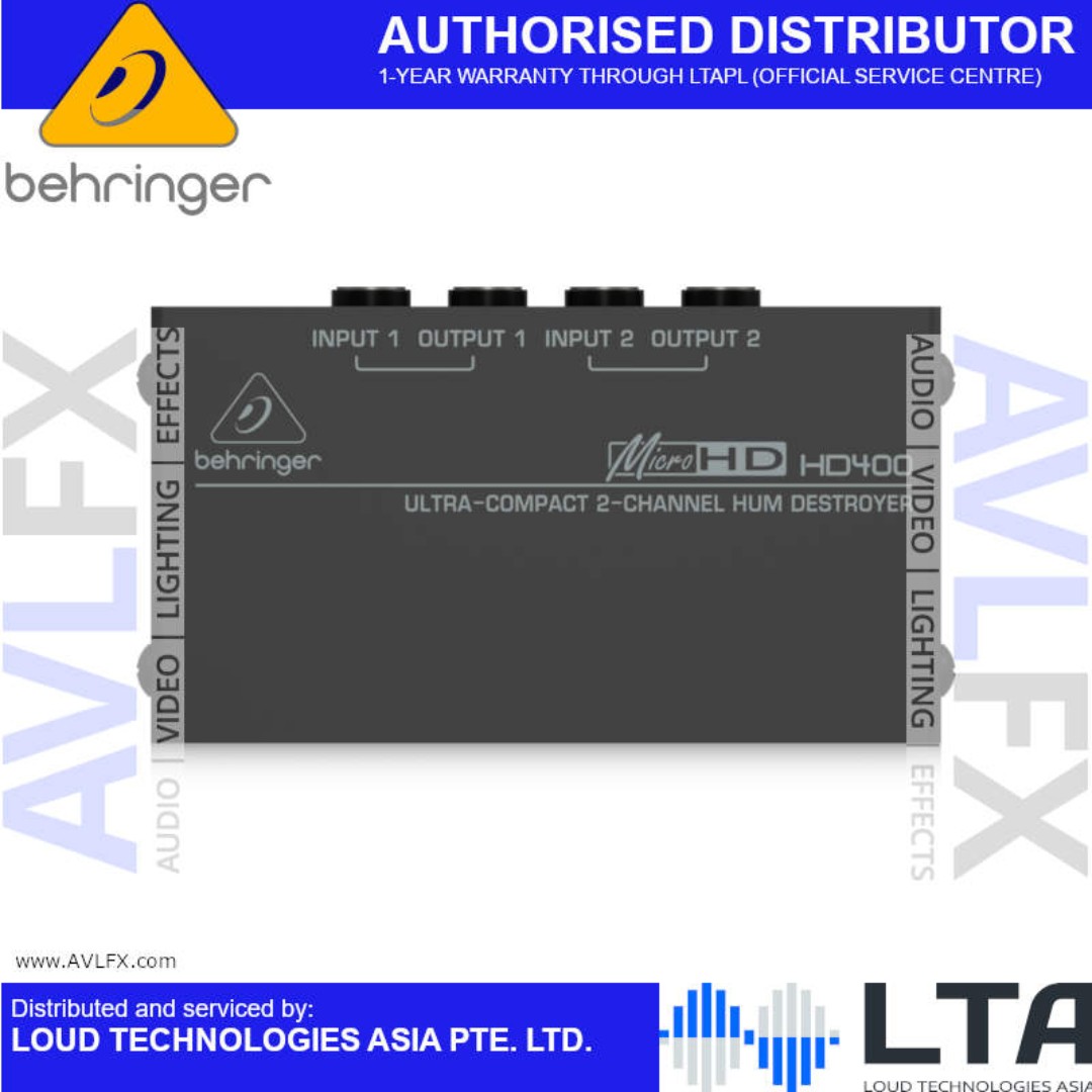 Behringer MicroHD HD400 - 2 Channel Hum Eliminator in Compact Form ...