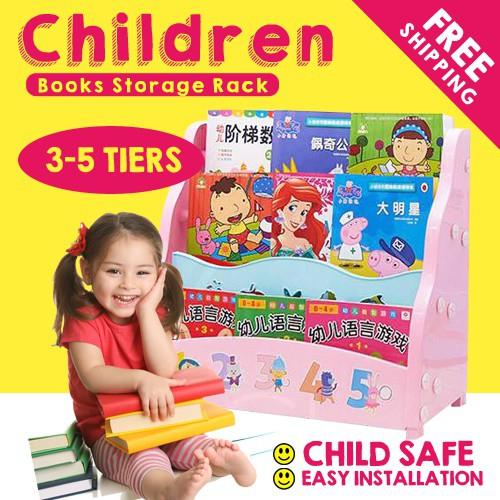 Children Books and Toys Storage Shelf - 3/4/5 tier / Book Shelf ...