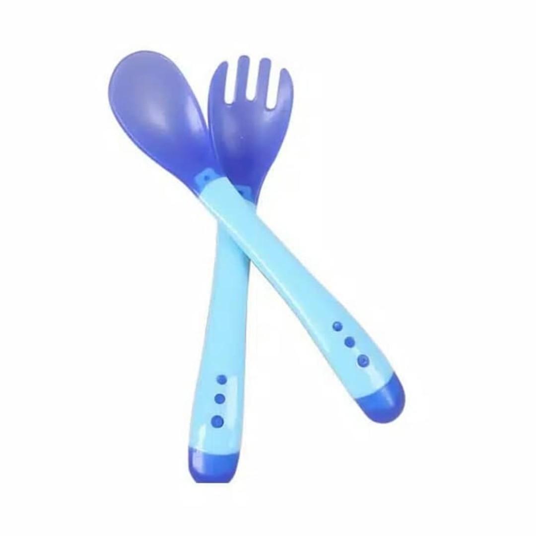 Ready Stock! 2Pcs Set Baby Safe Temperature Sensory Baby Silicone Spoon ...