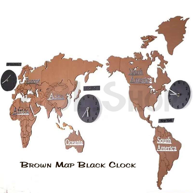 World Map Wall Clock (3D), Furniture & Home Living, Home Decor, Clocks ...