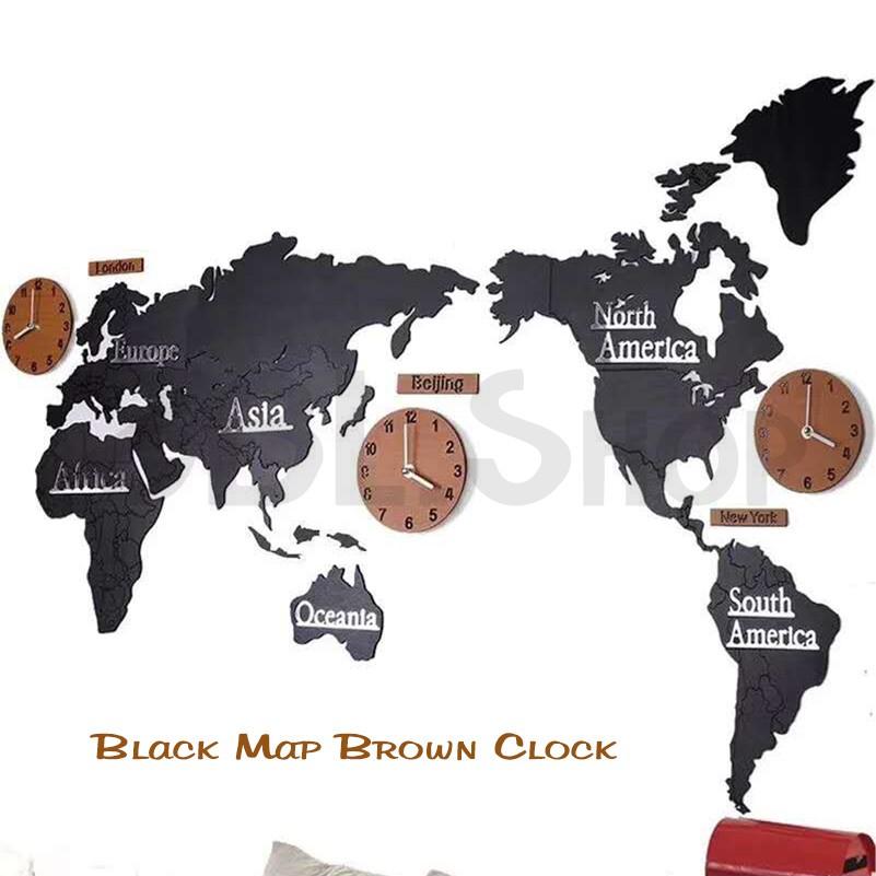 World Map Wall Clock (3D), Furniture & Home Living, Home Decor, Clocks ...