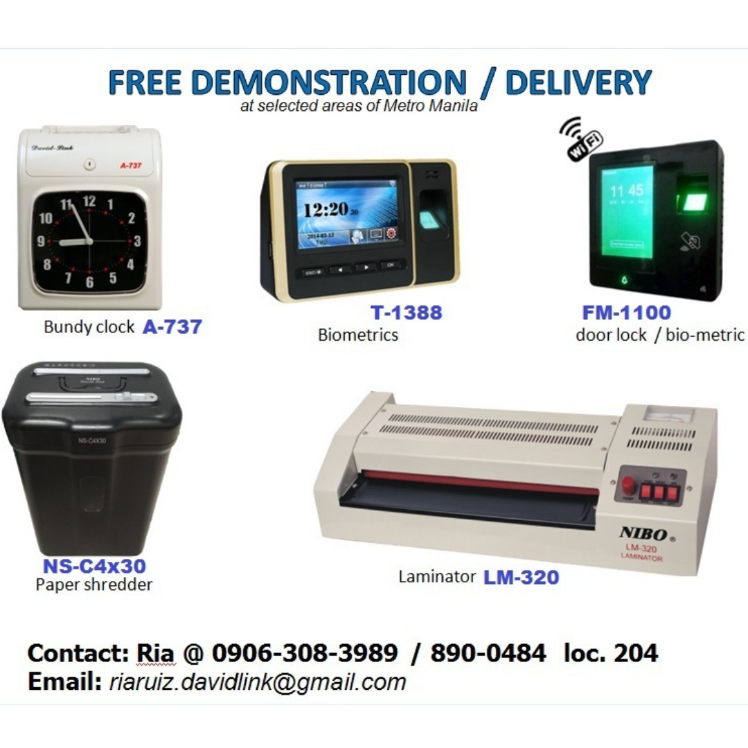 all product list, biometric, paper shredder, bundy clock, laminator, door lock, laminator ...