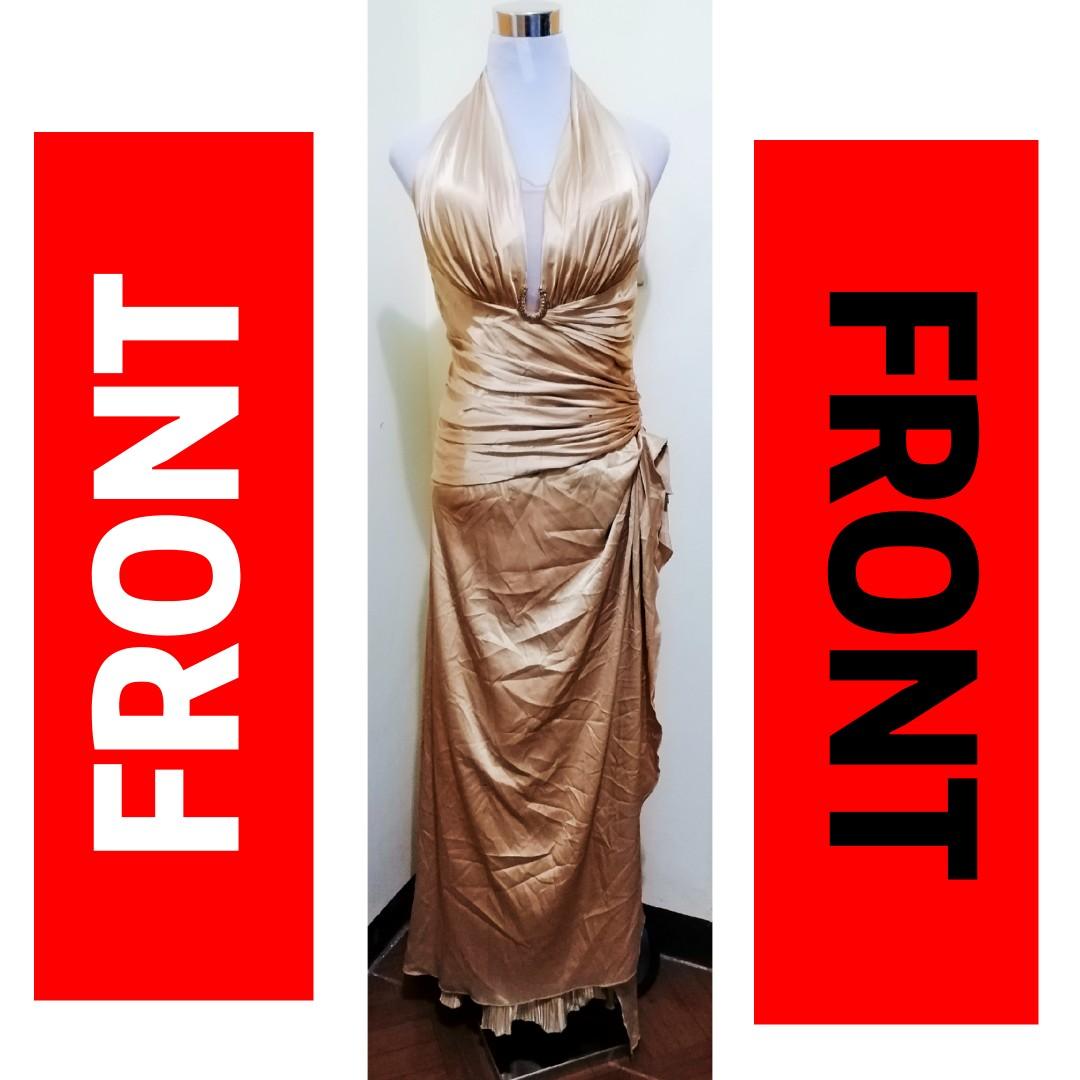 Elegant Gold Gown // JS PROM, Women's Fashion, Dresses & Sets, Evening ...
