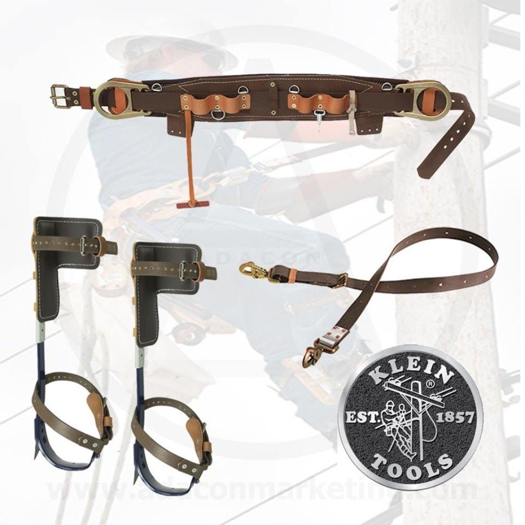 Klein Tools USA Linemans Belt Positioning Strap Climber Set, Commercial ...