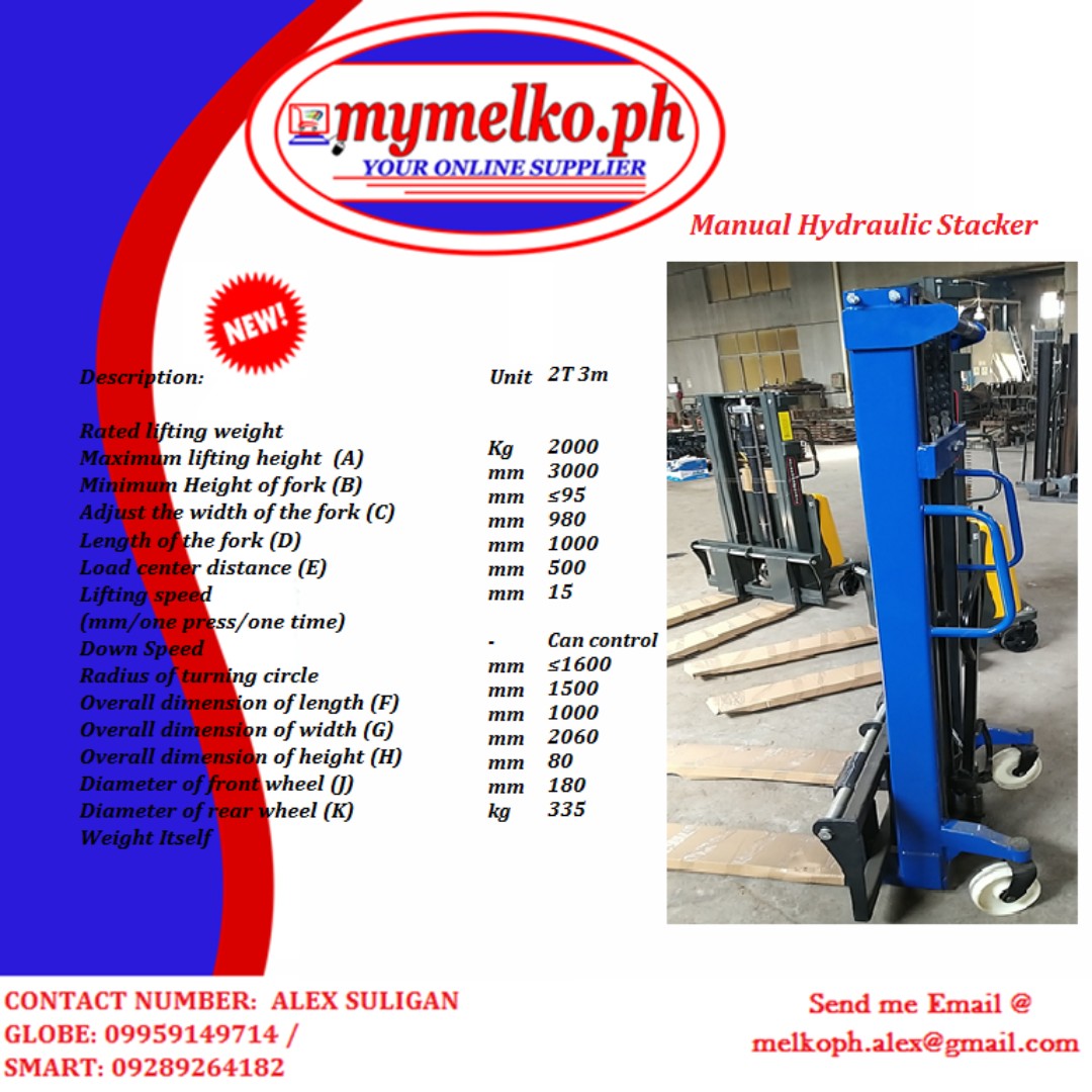 Manual Hydraulic Stacker 2T 3m, Commercial & Industrial, Construction ...