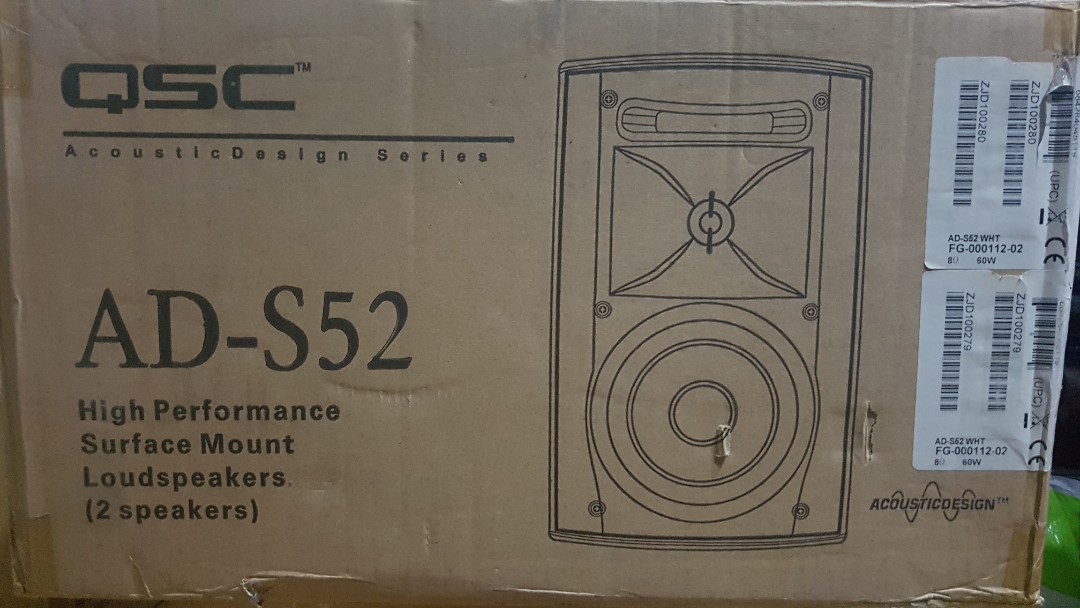 QSC Bookshelf Speaker AD-S52 Weather Resistant, Audio, Soundbars ...