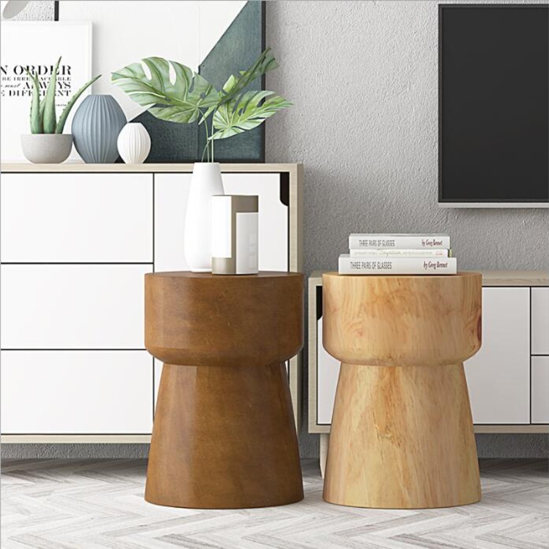 SS 004 Retro Solid Wood Tree Stump Stool NDP, Furniture & Home Living ...