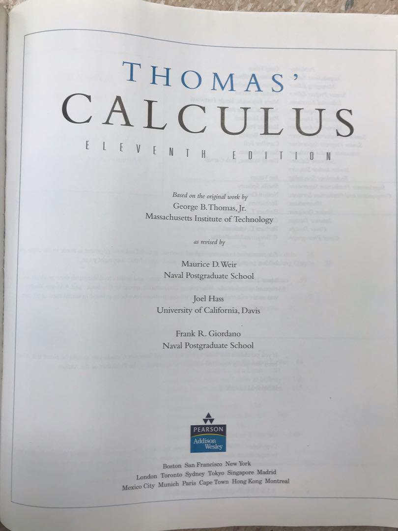 Thomas Calculus International Eleventh Edition, Hobbies & Toys, Books ...