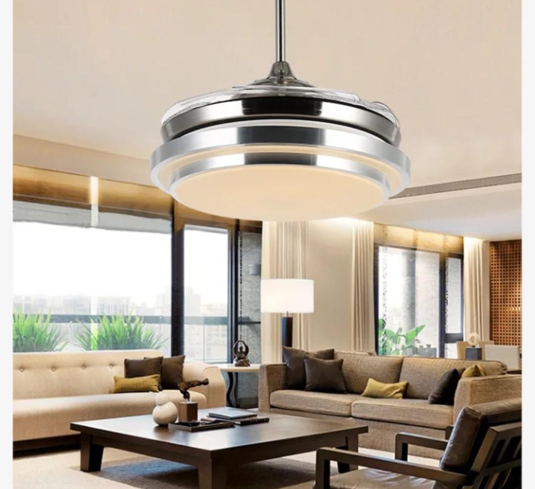 2 Tier Modern Contemporary Minimalist LED Ceiling Fan Light, Furniture ...