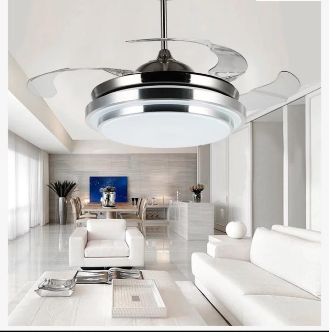 2 Tier Modern Contemporary Minimalist LED Ceiling Fan Light, Furniture ...