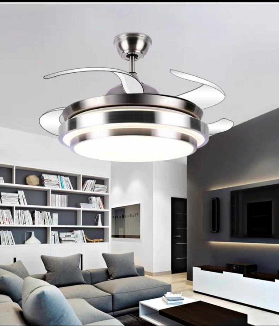 2 Tier Modern Contemporary Minimalist LED Ceiling Fan Light, Furniture ...