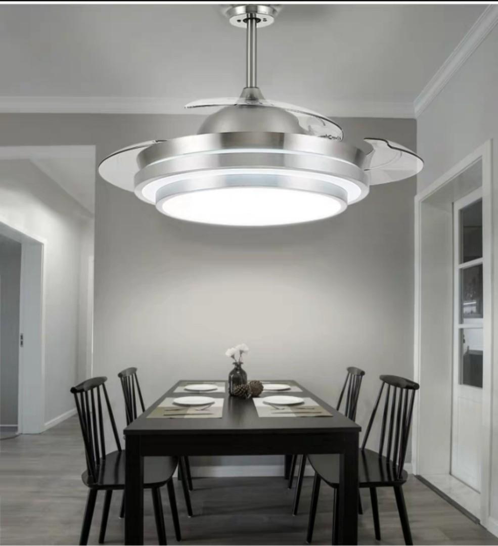 2 Tier Modern Contemporary Minimalist LED Ceiling Fan Light, Furniture ...