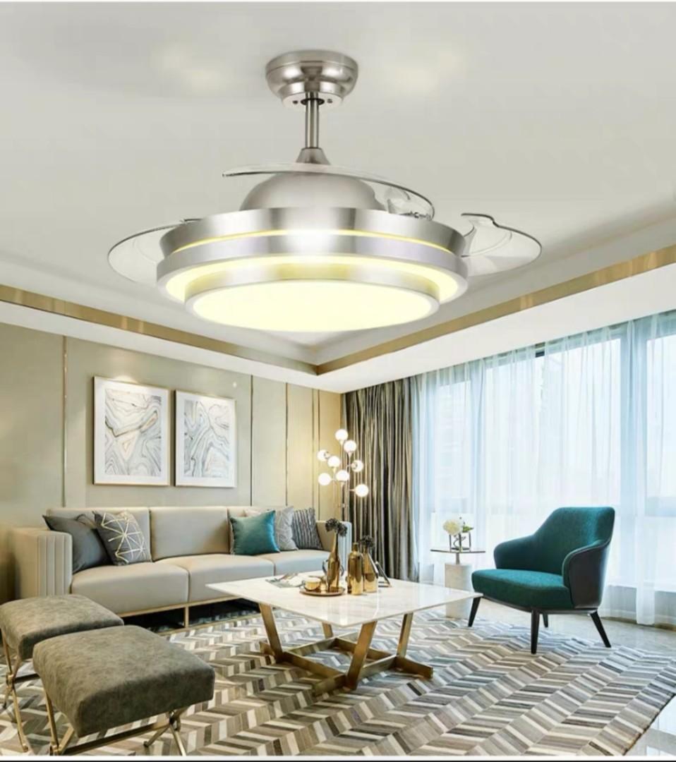 2 Tier Modern Contemporary Minimalist LED Ceiling Fan Light, Furniture ...