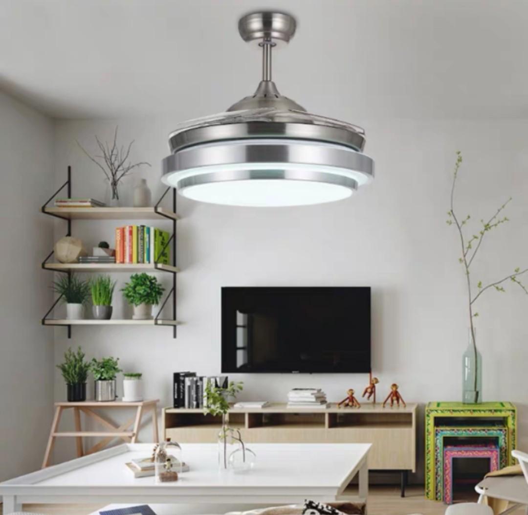 2 Tier Modern Contemporary Minimalist LED Ceiling Fan Light, Furniture ...
