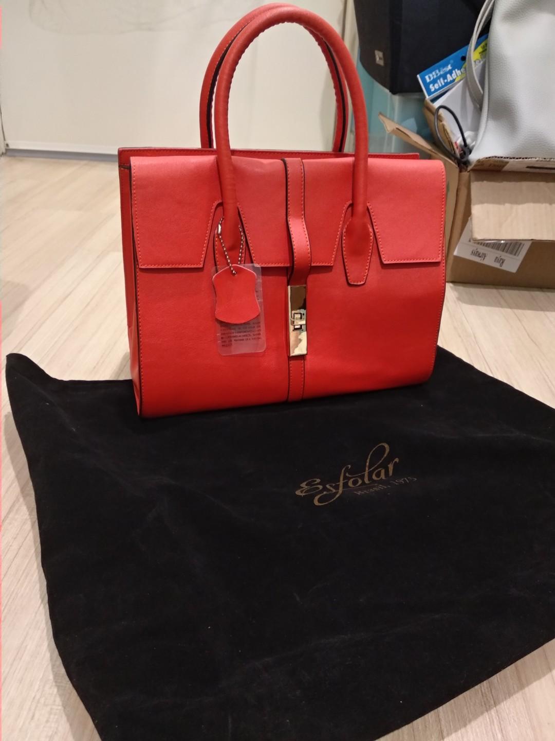 BNWT Esfolar Red Bag Reduced, Luxury, Bags & Wallets on Carousell