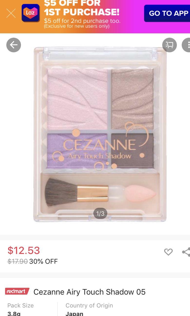 Cezanne Airy Touch Shadow 05, Beauty & Personal Care, Face, Makeup on ...