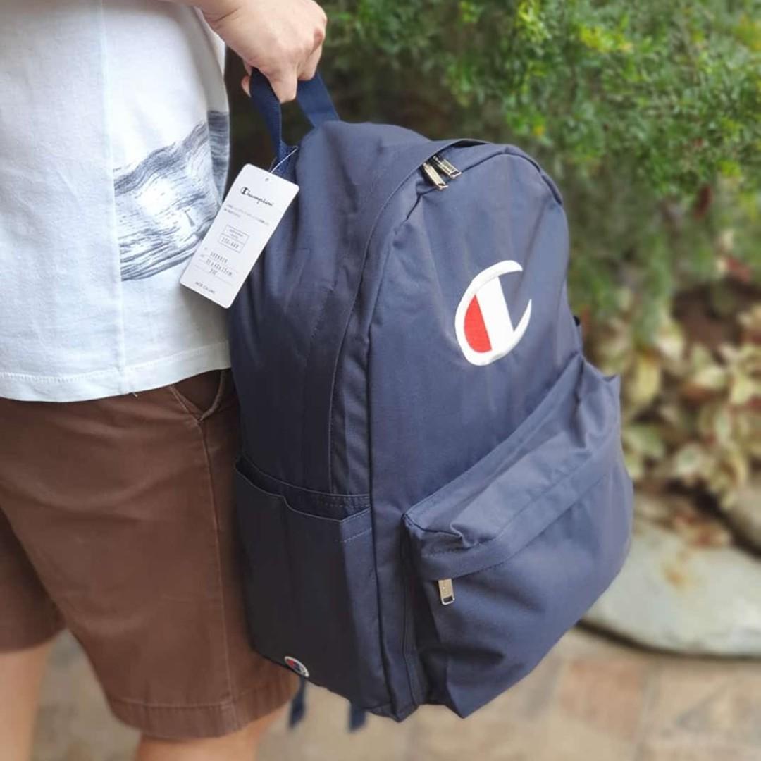 Champion Water-resistance Logo Casual Backpack - Navy Blue, Men's ...
