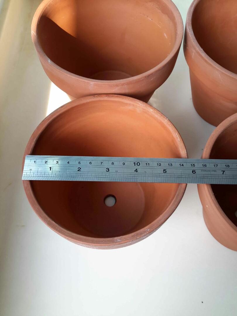 Daiso terrocotto pots 15x13cm and 16x15cm, Furniture & Home Living ...
