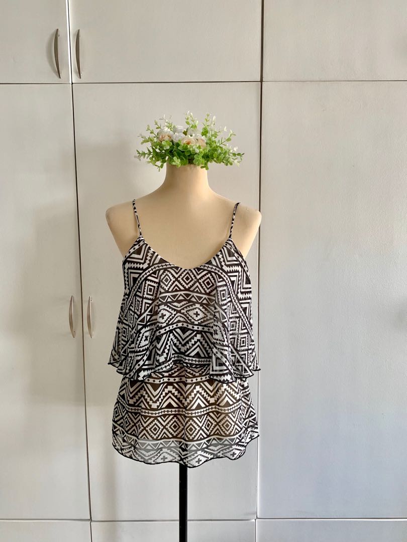 Geometric Patterned Spaghetti Top, Women's Fashion, Tops, Blouses on ...