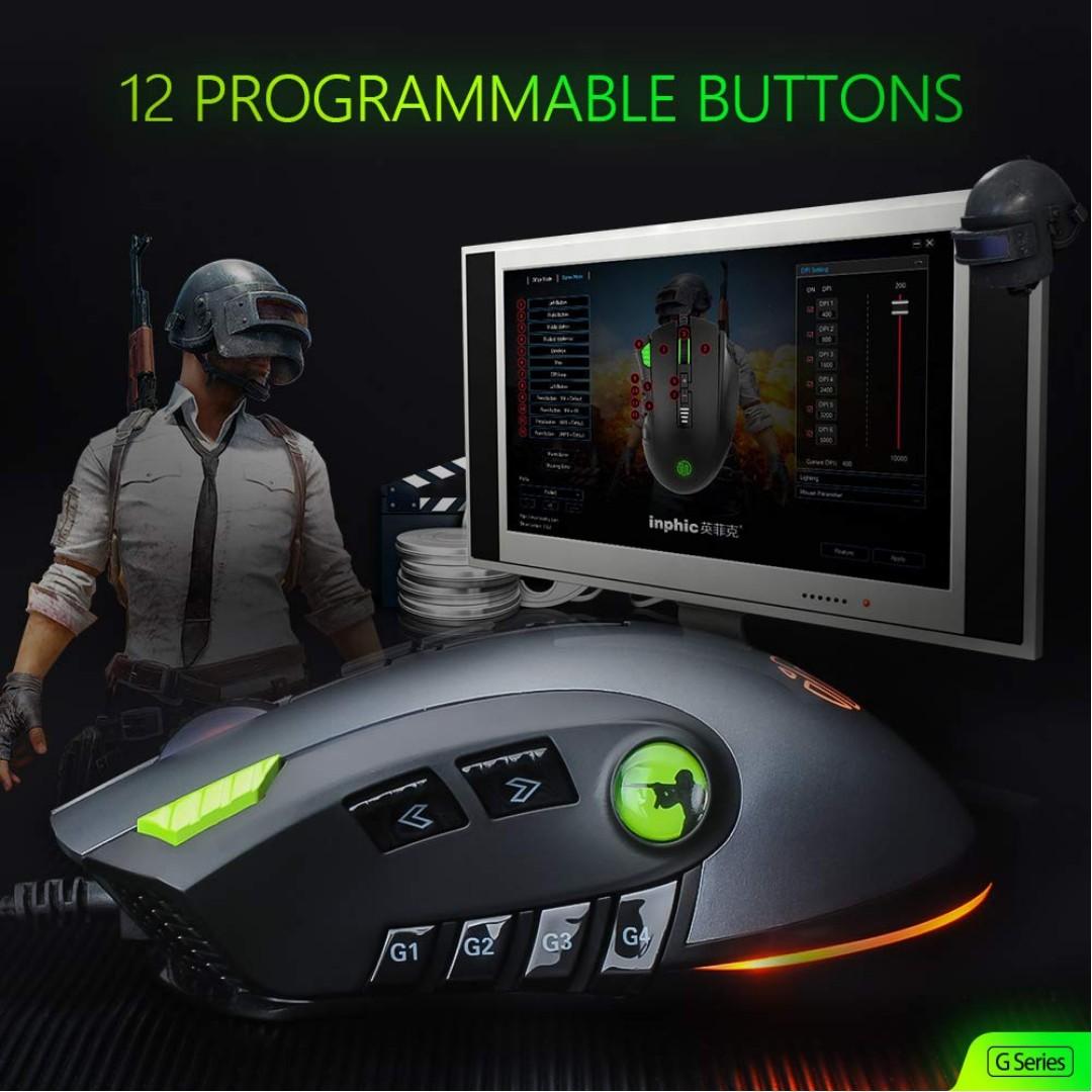 (K805) Inphic RGB Gaming Mouse 10000 DPI Wired USB PC Ergonomic Gaming ...