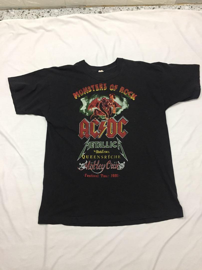 Vintage Metallica Acdc Monster of Rock tour t shirt, Men's Fashion ...