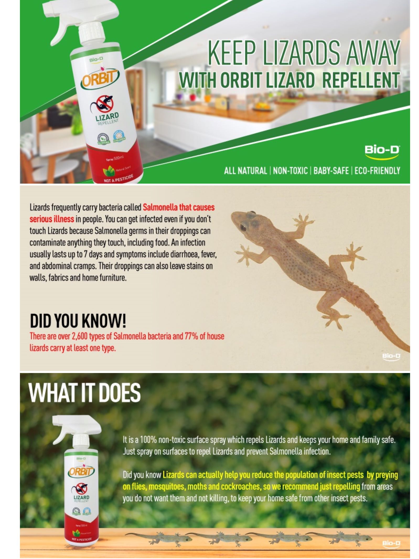 Bio-D Orbit Lizard Repellent Spray 500ml Big Btl, Everything Else on ...