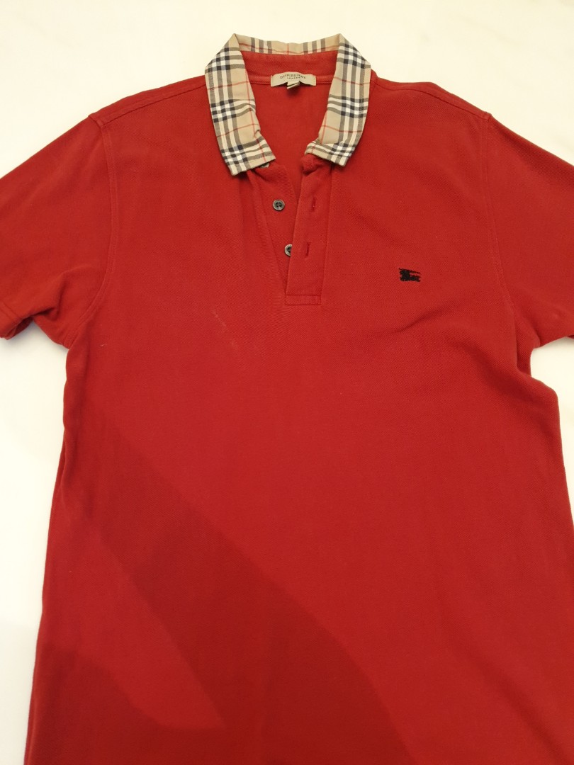 Burberry's red polo t, Men's Fashion, Tops & Sets, Tshirts & Polo ...