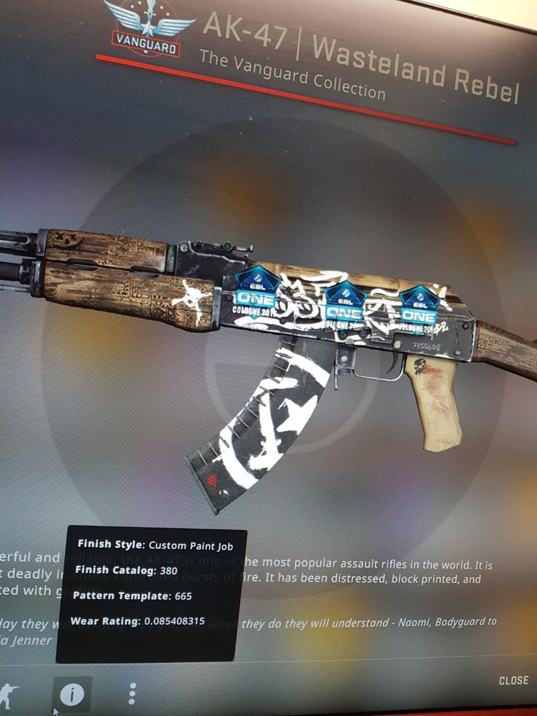 Csgo skins AK-47 Wasteland Rebel (MW), Video Gaming, Gaming Accessories ...