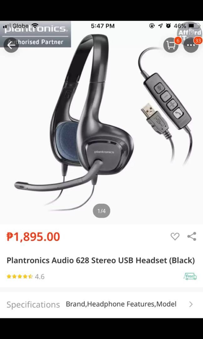 Plantronics Audio 628 USB Headset, Audio, Headphones & Headsets on ...
