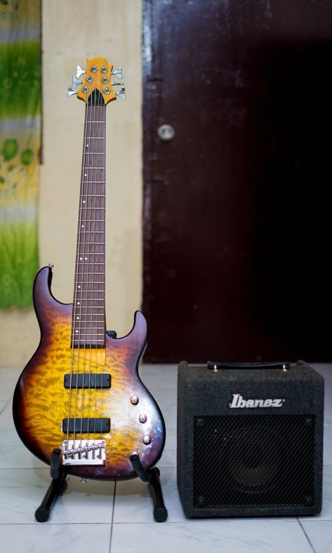 RARE Samick Greg Bennett Electric Bass Guitar 6-Strings Active with 30 ...