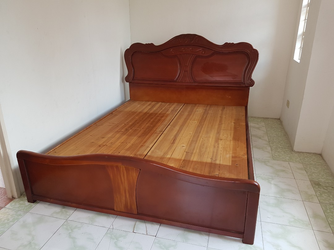 Slightly Used Wooden Bed Frame, Furniture & Home Living, Furniture, Bed ...