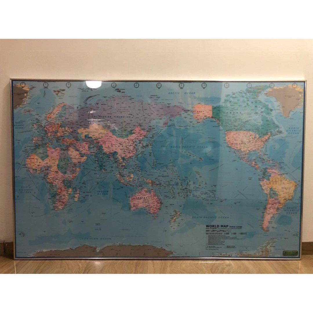 World Map (Large), Furniture & Home Living, Home Decor, Frames ...