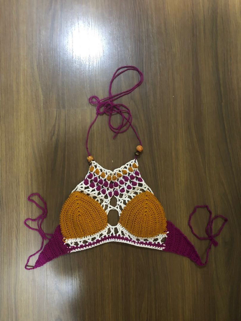 Boho Crochet Bikini Top, Women's Fashion, Tops, Sleeveless on Carousell