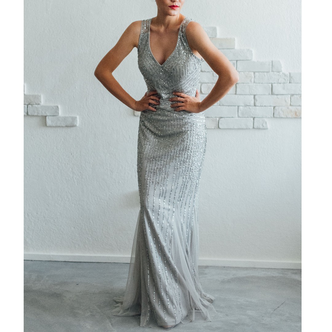Silver sequin dress by Aidan Mattox, Women's Fashion, Dresses & Sets ...