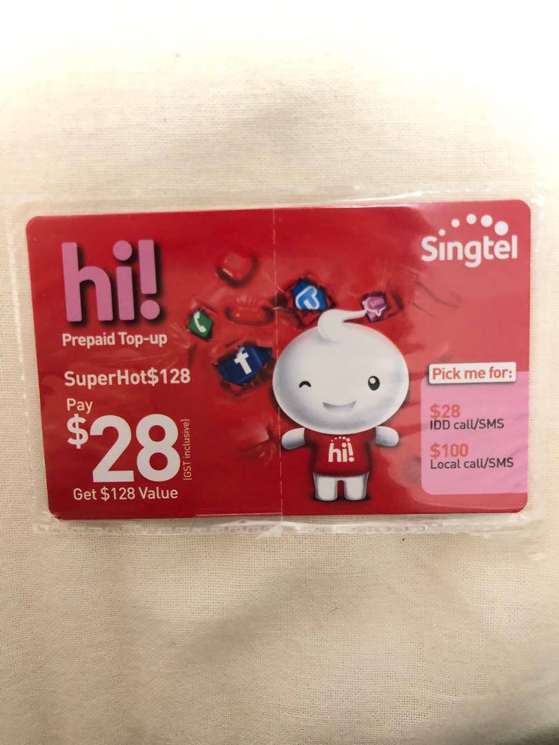 Singtel top up card uperhot$128 prepaid , Everything Else on Carousell