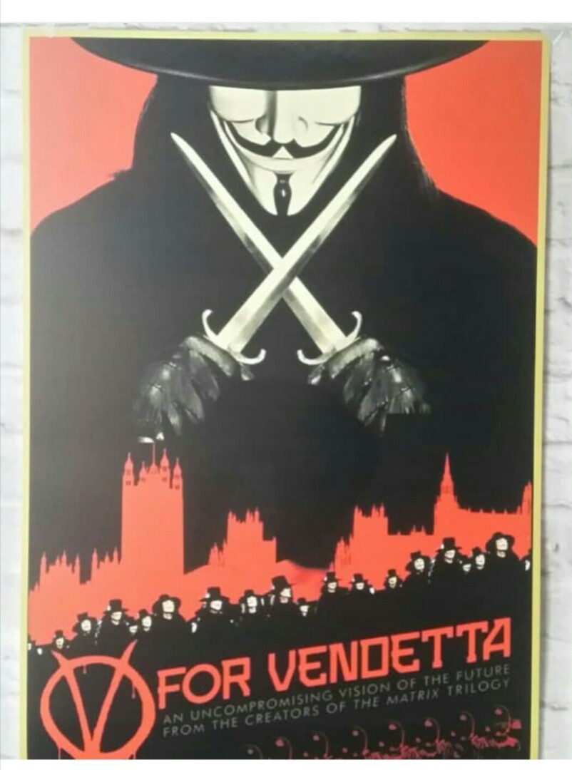 V FOR VENDETTA POSTER, 36'x24', HOME WALL ART MOVIE DECOR, Hobbies ...