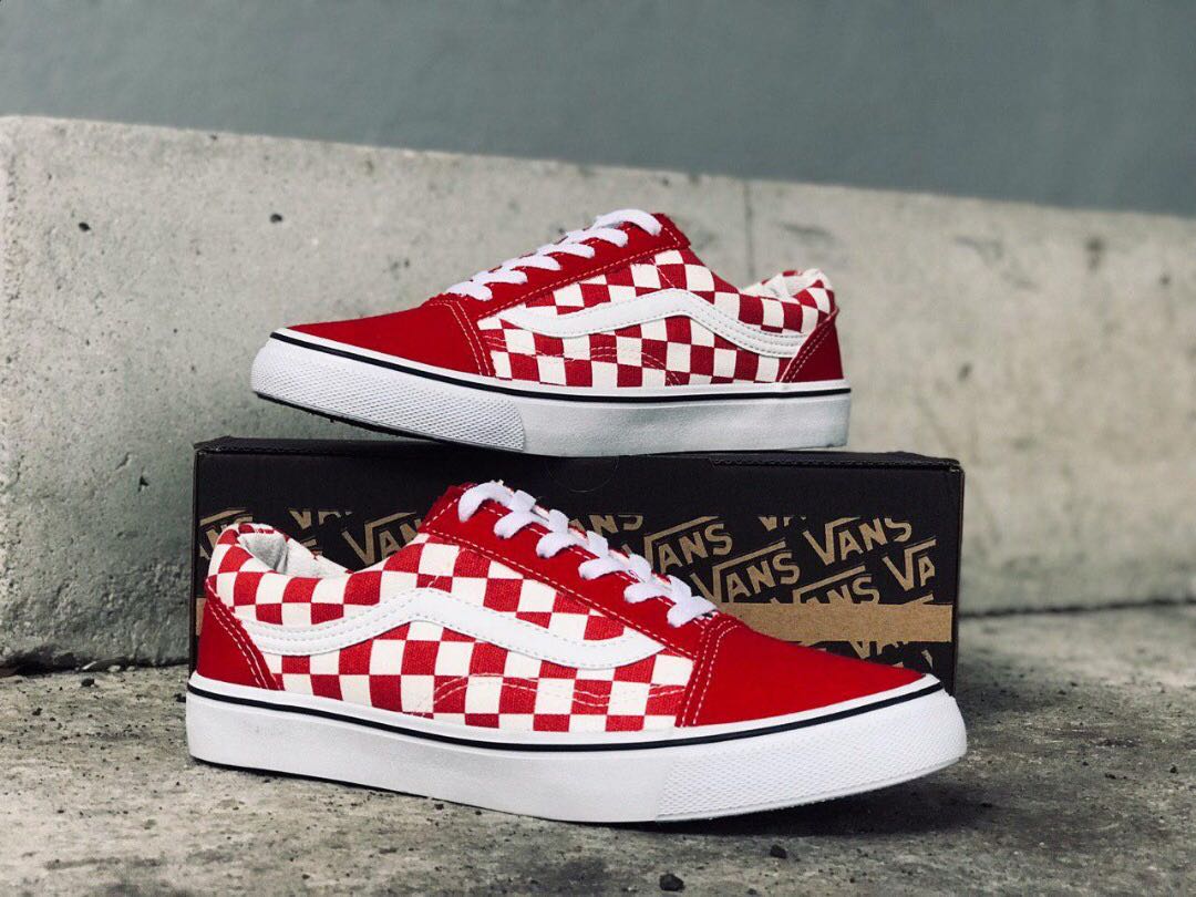 Vans Old School Checkerboard Red, Men's Fashion, Footwear, Sneakers on ...
