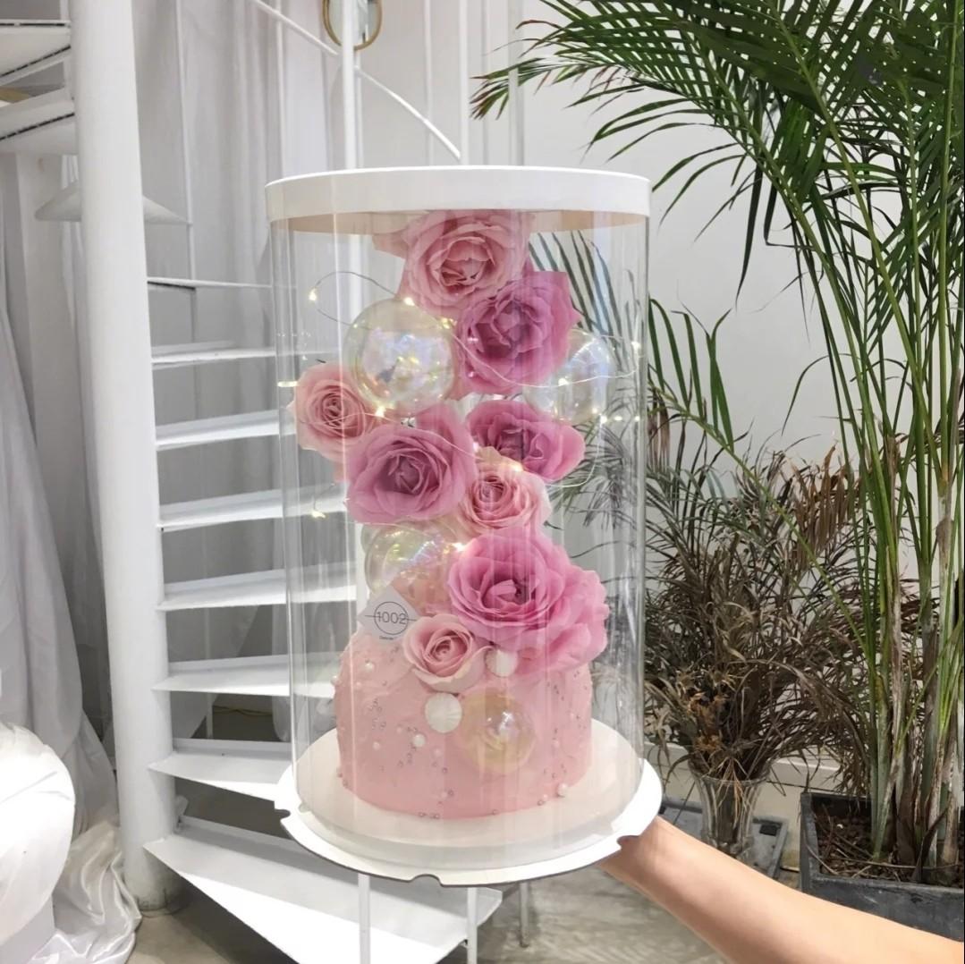 8 /10 /12 inch transparent cake box round wedding cake boxes tall high ...