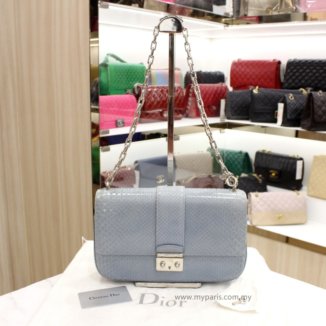 Christian Dior Blue Python Miss Dior Medium Flap, Luxury, Bags ...