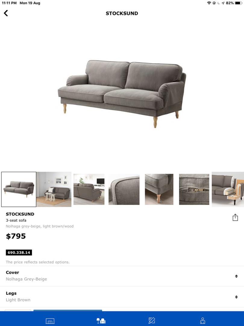 Like new Ikea Stocksund 3 seater sofa, Furniture & Home Living, Furniture, Sofas on Carousell