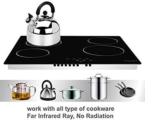 NOXTON Built-in 4 Zone Electric Hob Cooker 60cm Domino Ceramic Hobs ...