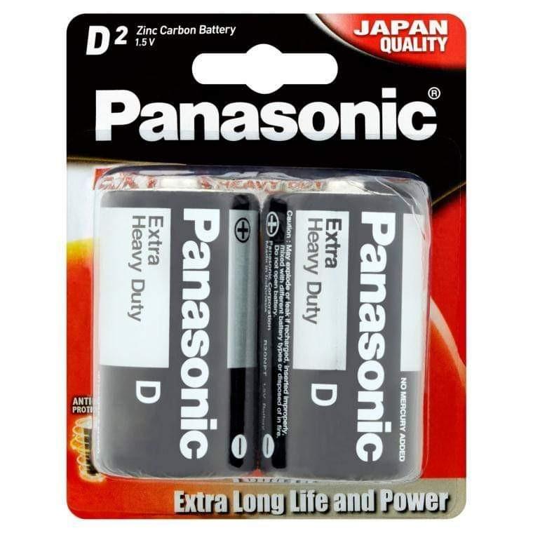 Panasonic Black D Extra Heavy Duty Battery Pack of 2 - 2 Packs ...