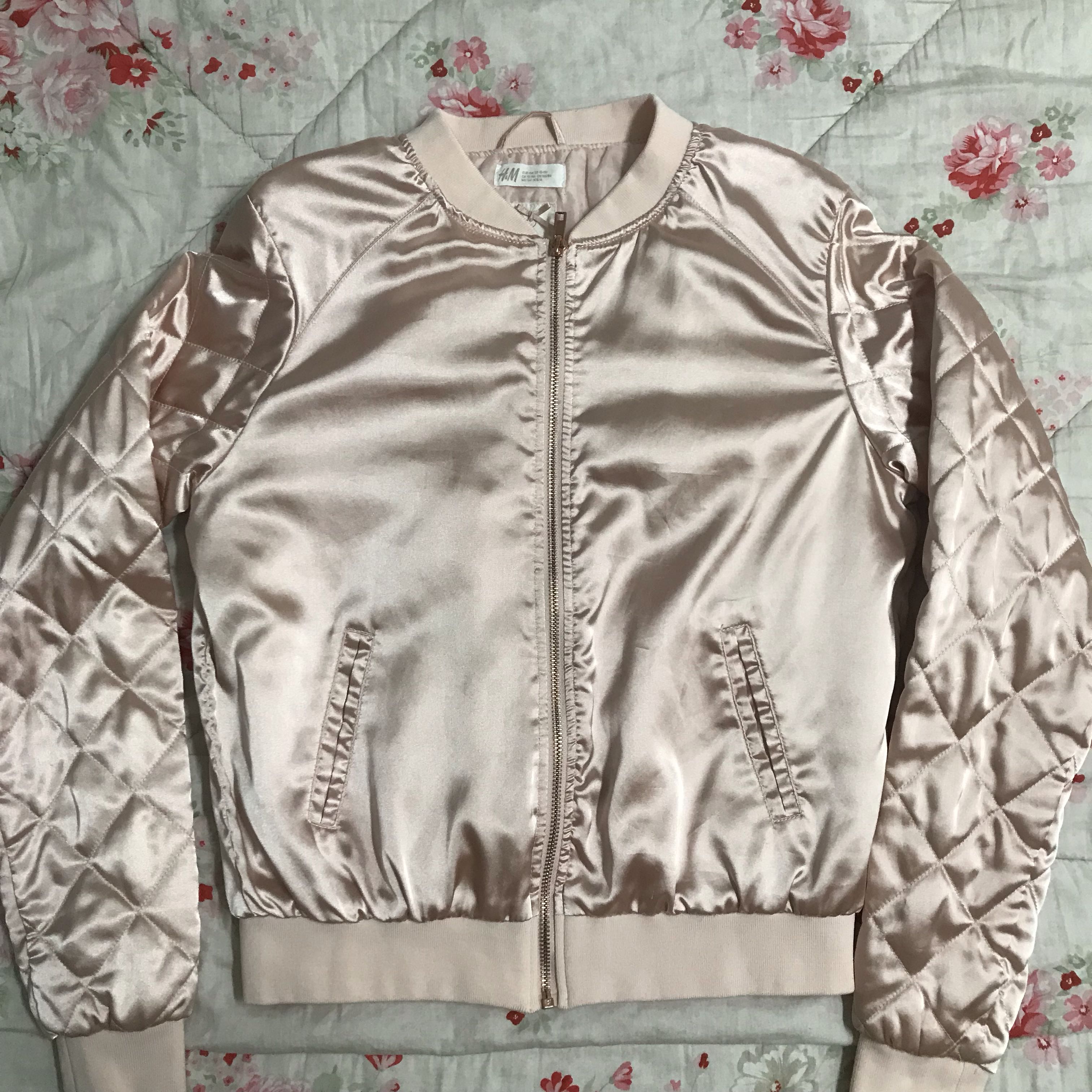 Shiny Metallic Pink Bomber Jacket, Women's Fashion, Coats, Jackets and ...