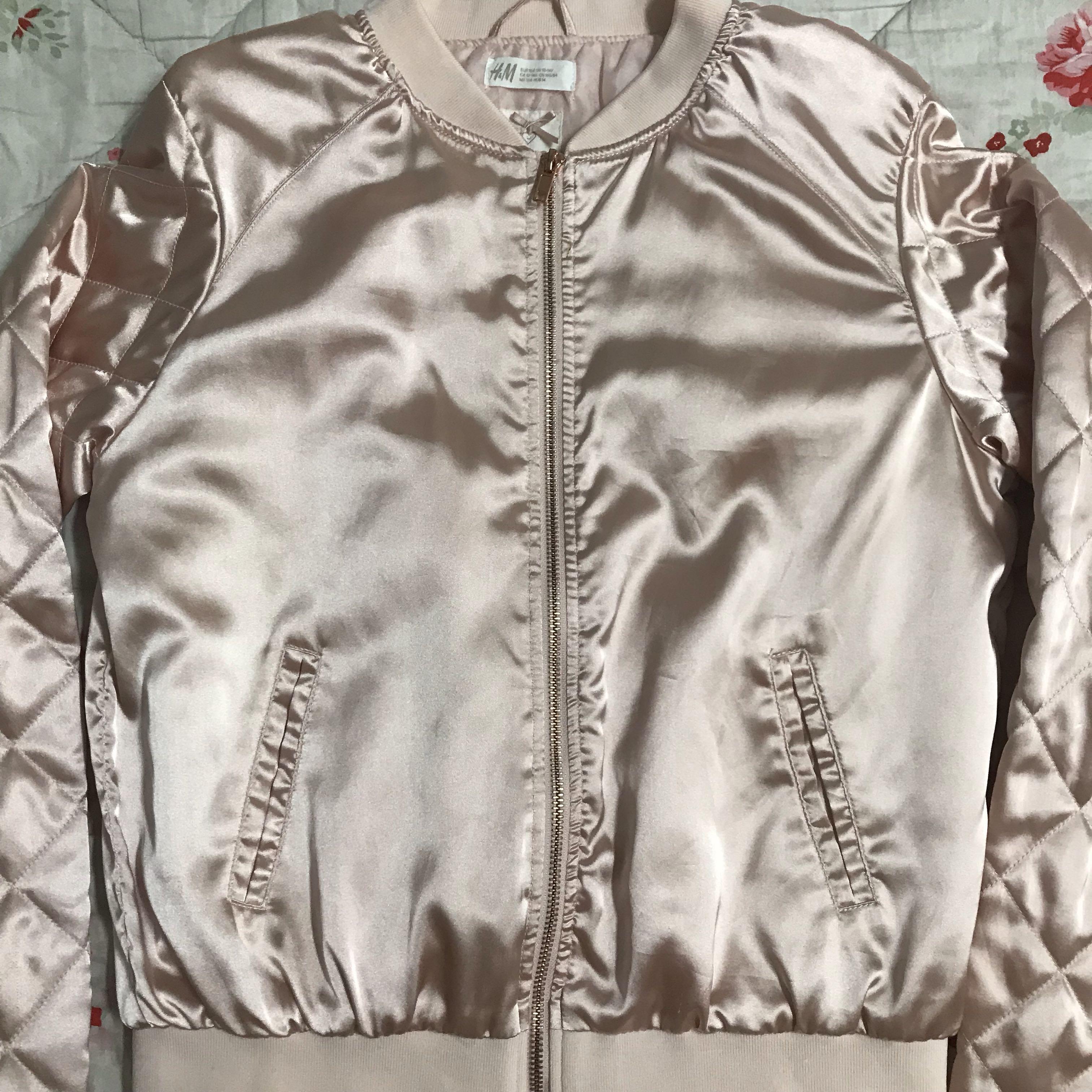 Shiny Metallic Pink Bomber Jacket, Women's Fashion, Coats, Jackets and ...