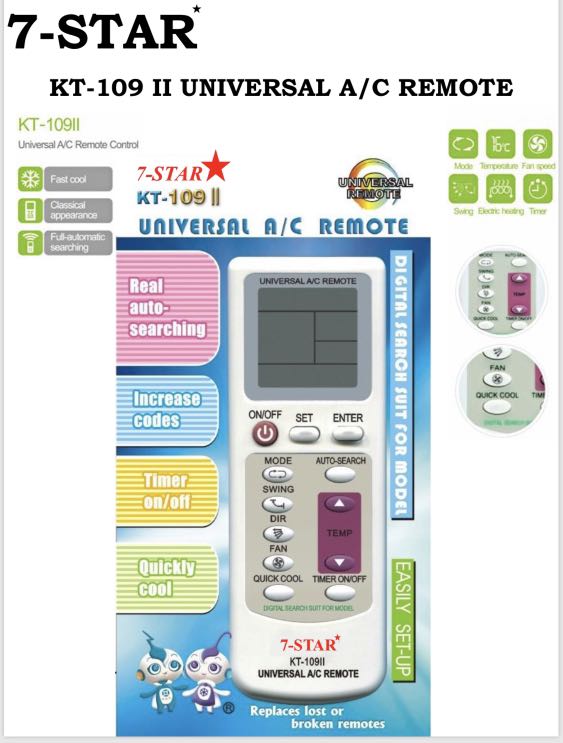 7-STAR* Universal Aircon Remote Control for all Air Conditioner [All-In ...
