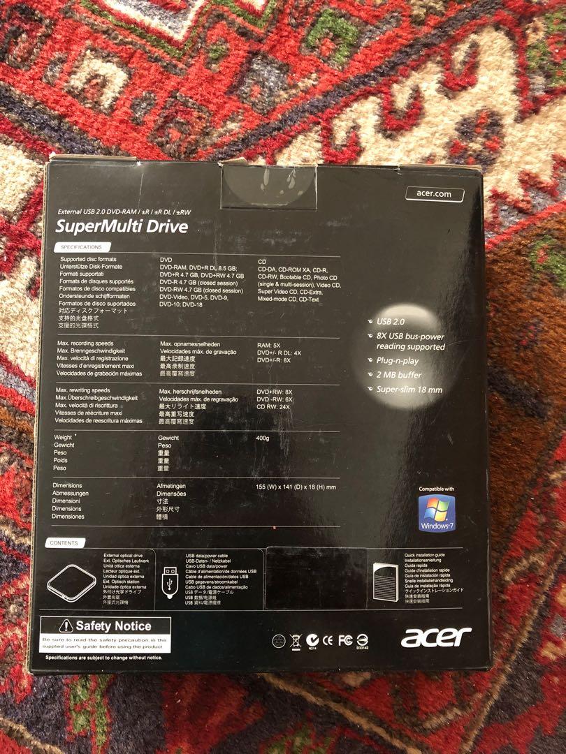 Acer SuperMulti Drive, Computers & Tech, Parts & Accessories, Hard ...