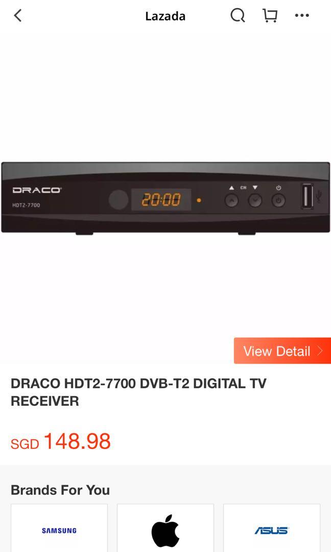 Draco Digital TV setup box (NEW!!) HD T2 -7700 1080P, TV & Home ...