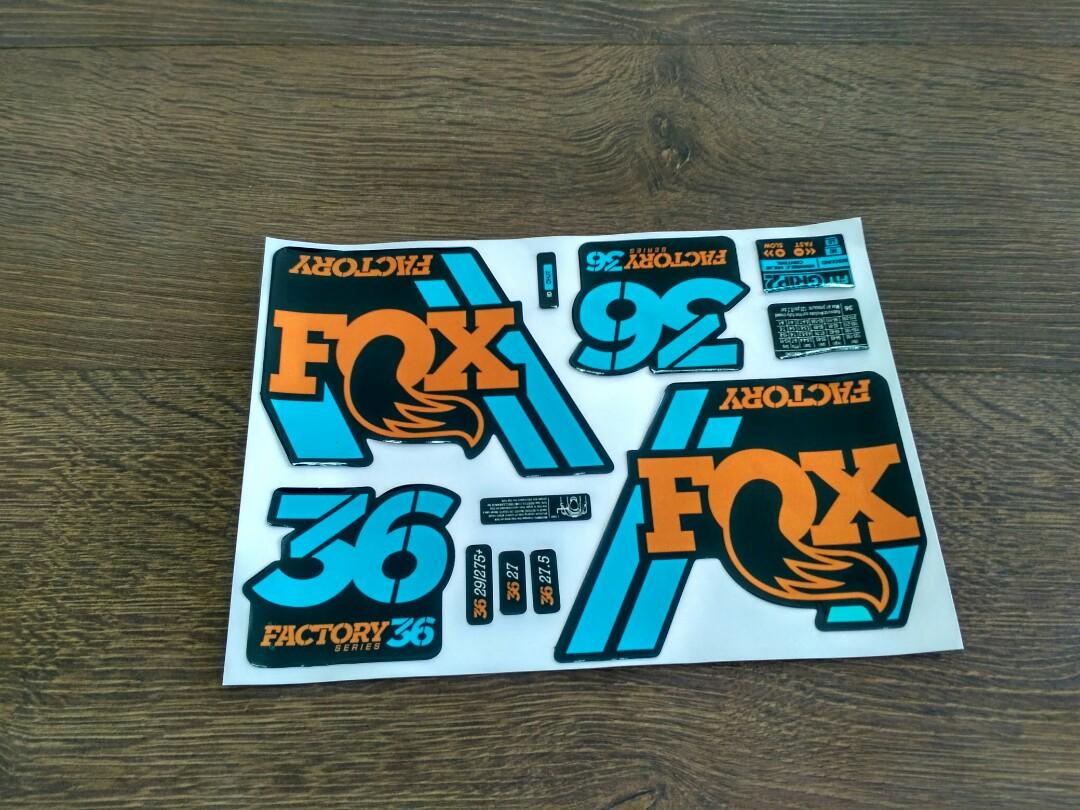 Fox 36 Grip2 Turquoise Orange Chrome fork Decals, Sports Equipment ...